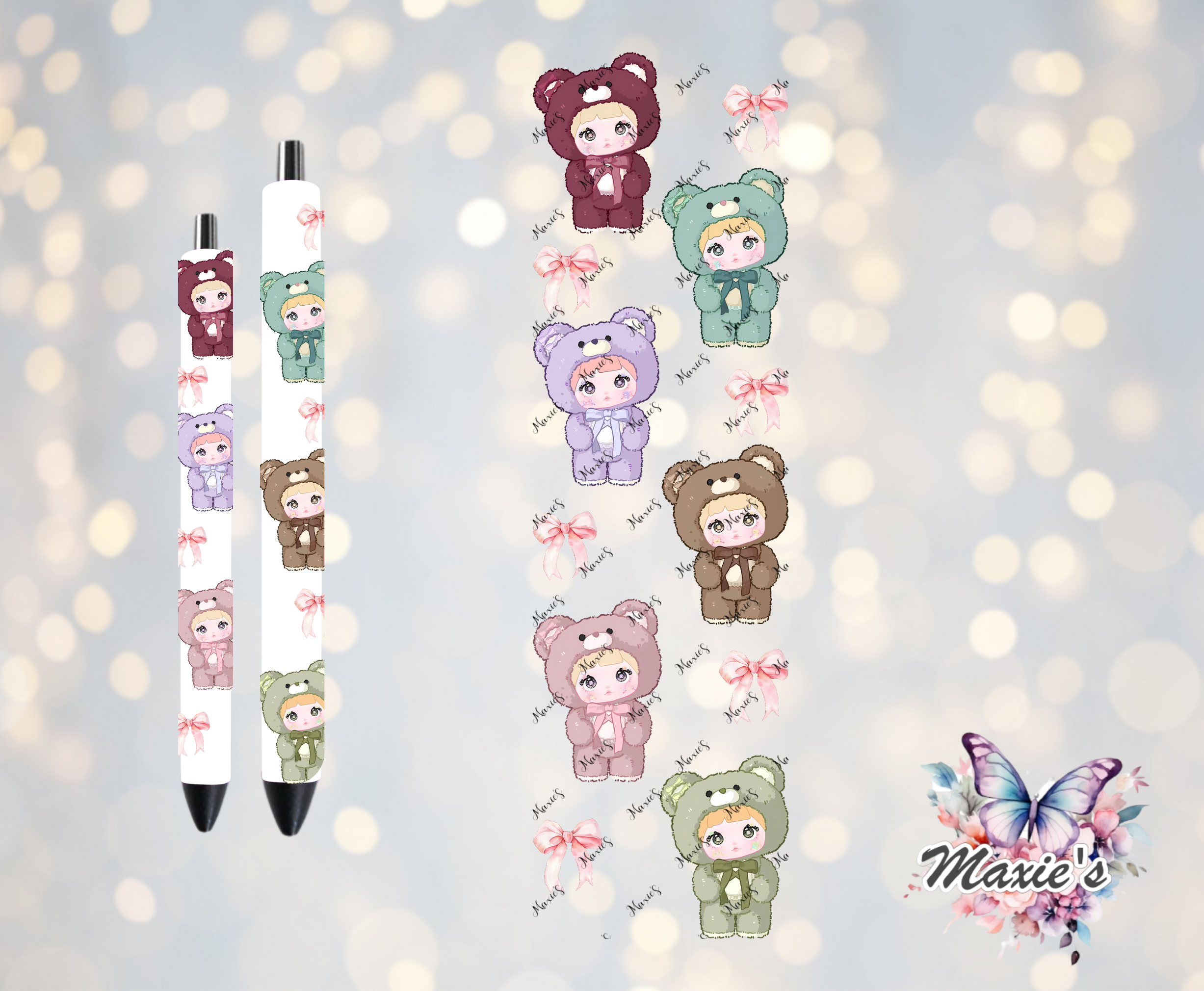 Beemai & Nommi Bears Graphic Design UVDTF Pen Wrap/Bookmark Decal – Maxie's